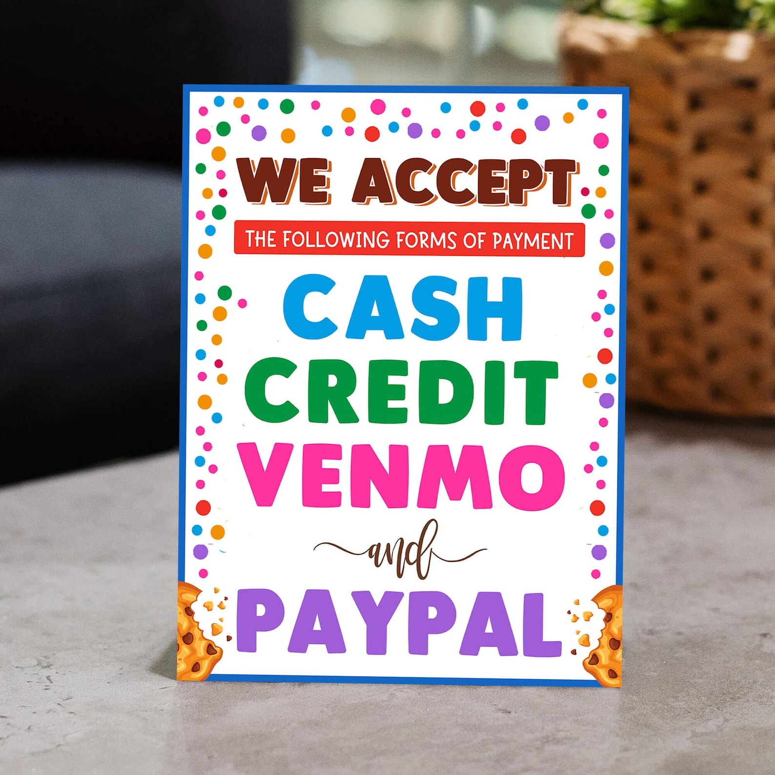 Editable Cookie Booth Wheel Sign, Printable PDF We Accept Payments Sign ...