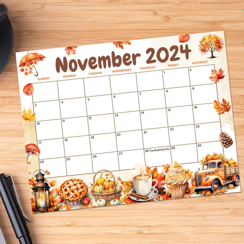 Whimsical November Calendar Printable - Etsy