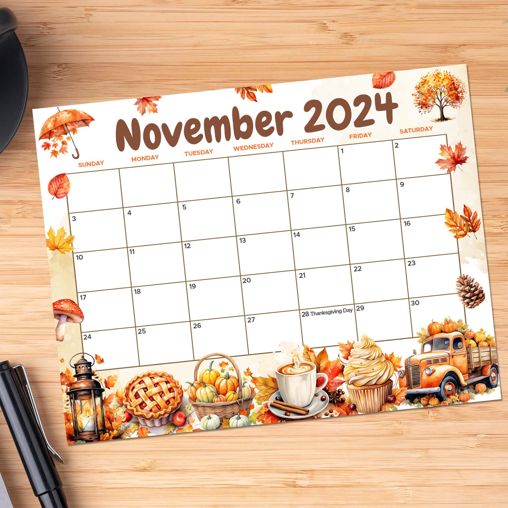 Whimsical November Calendar Printable - Etsy