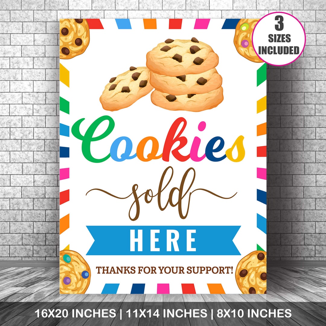 PDF Cookies Sold Here Booth Sign, Cookies for Sale, Cookie Booth Poster ...
