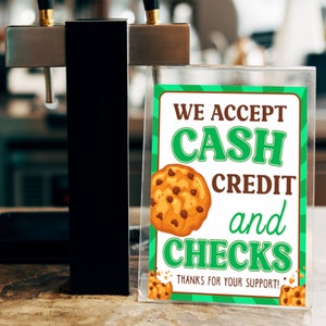 Printable We Accept Payments Sign Cash, Credit Checks, Fundraising ...