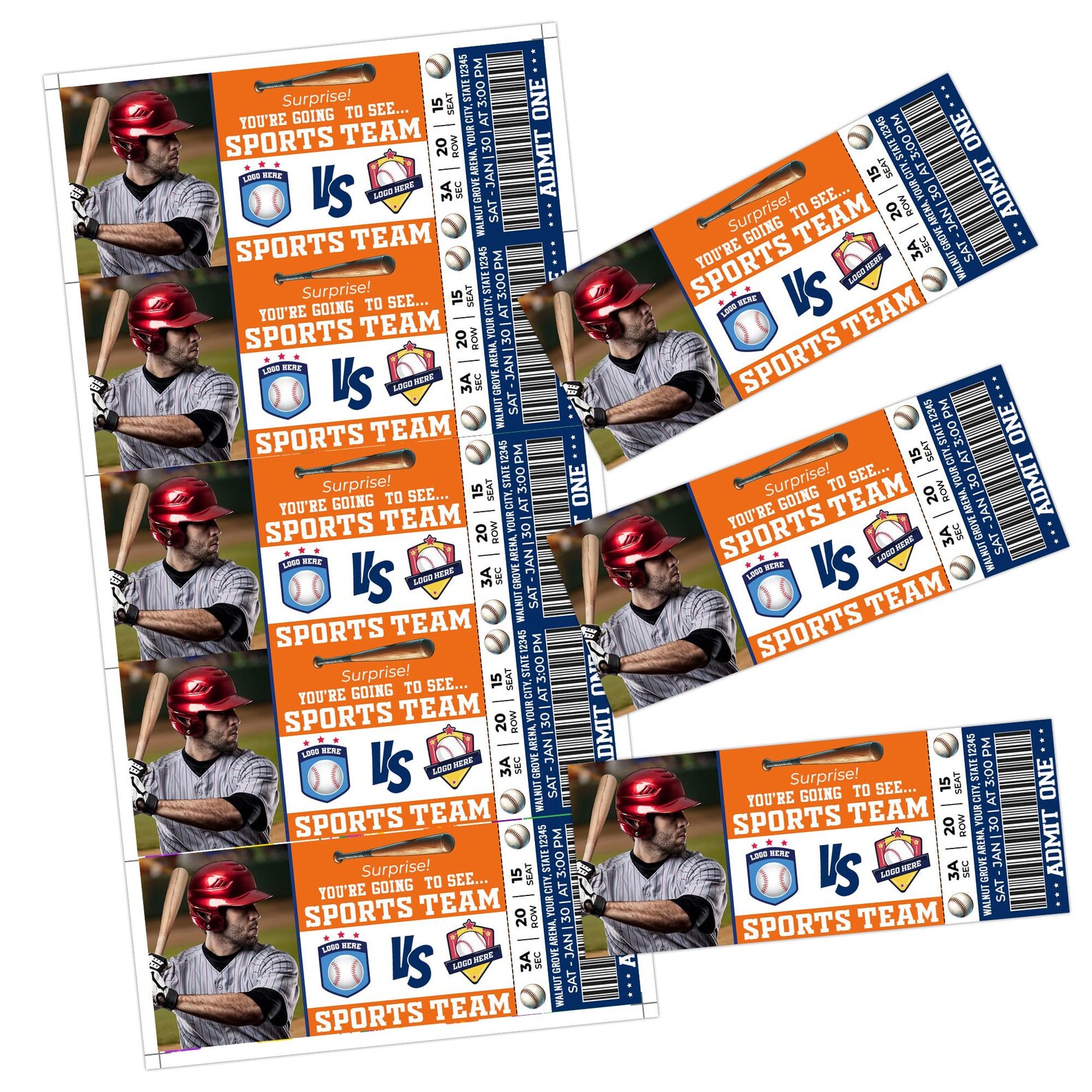 Editable Baseball Ticket Template | Sports Game Ticket | Surprise Gift ...