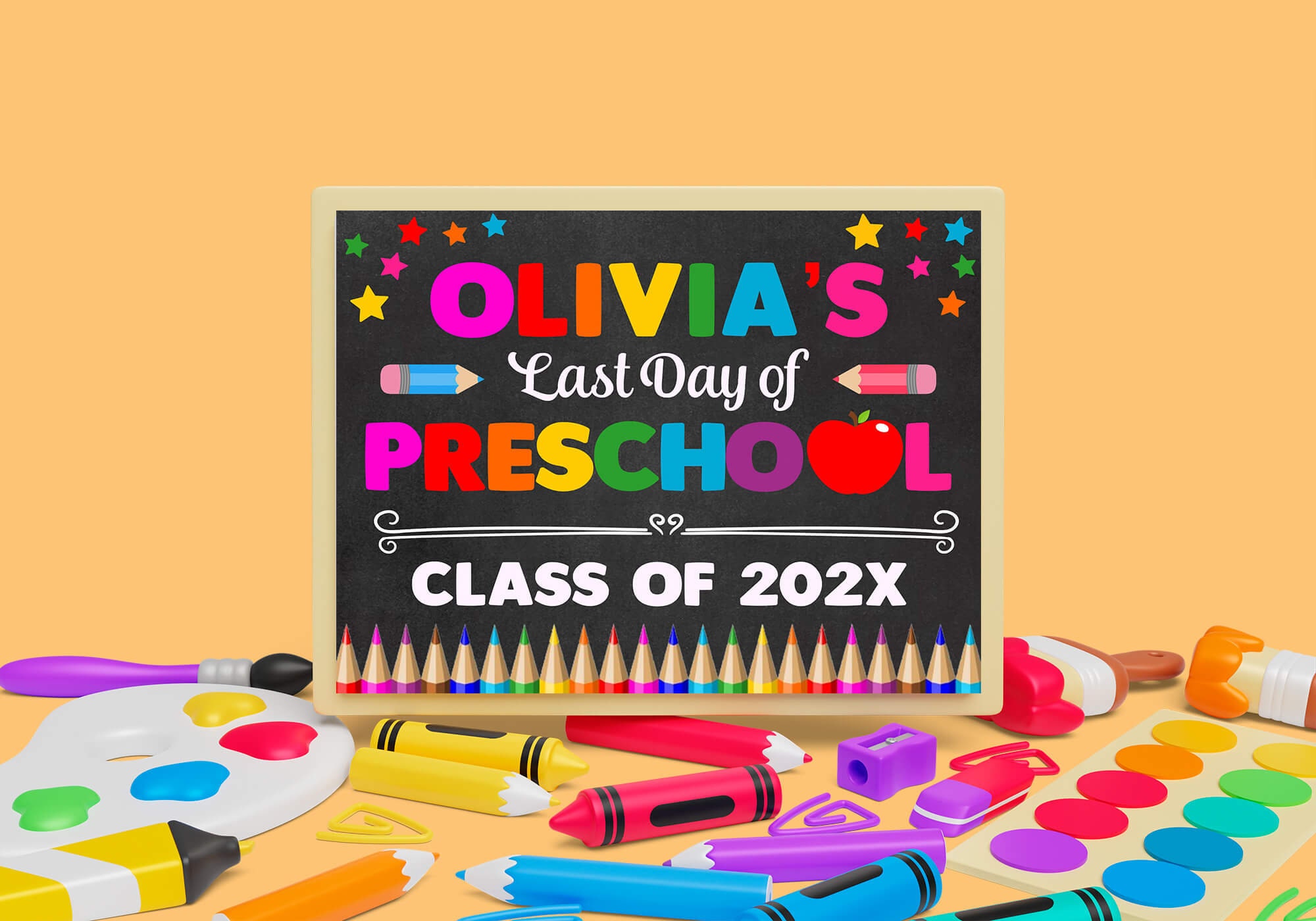 Editable Last Day of Preschool Sign Template With Name, End of School ...
