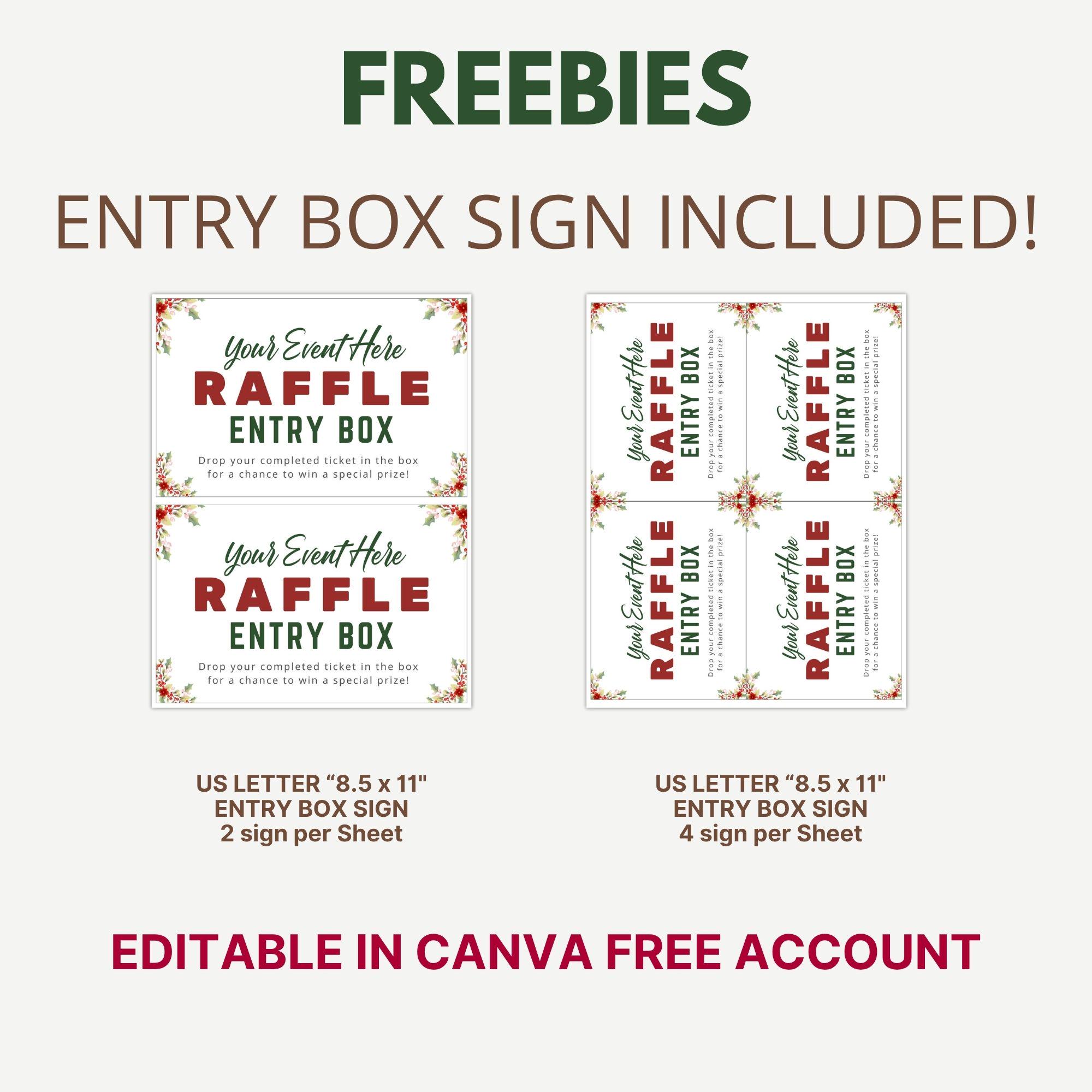 Printable Christmas Raffle Ticket Template: Editable Holiday and Winter ...