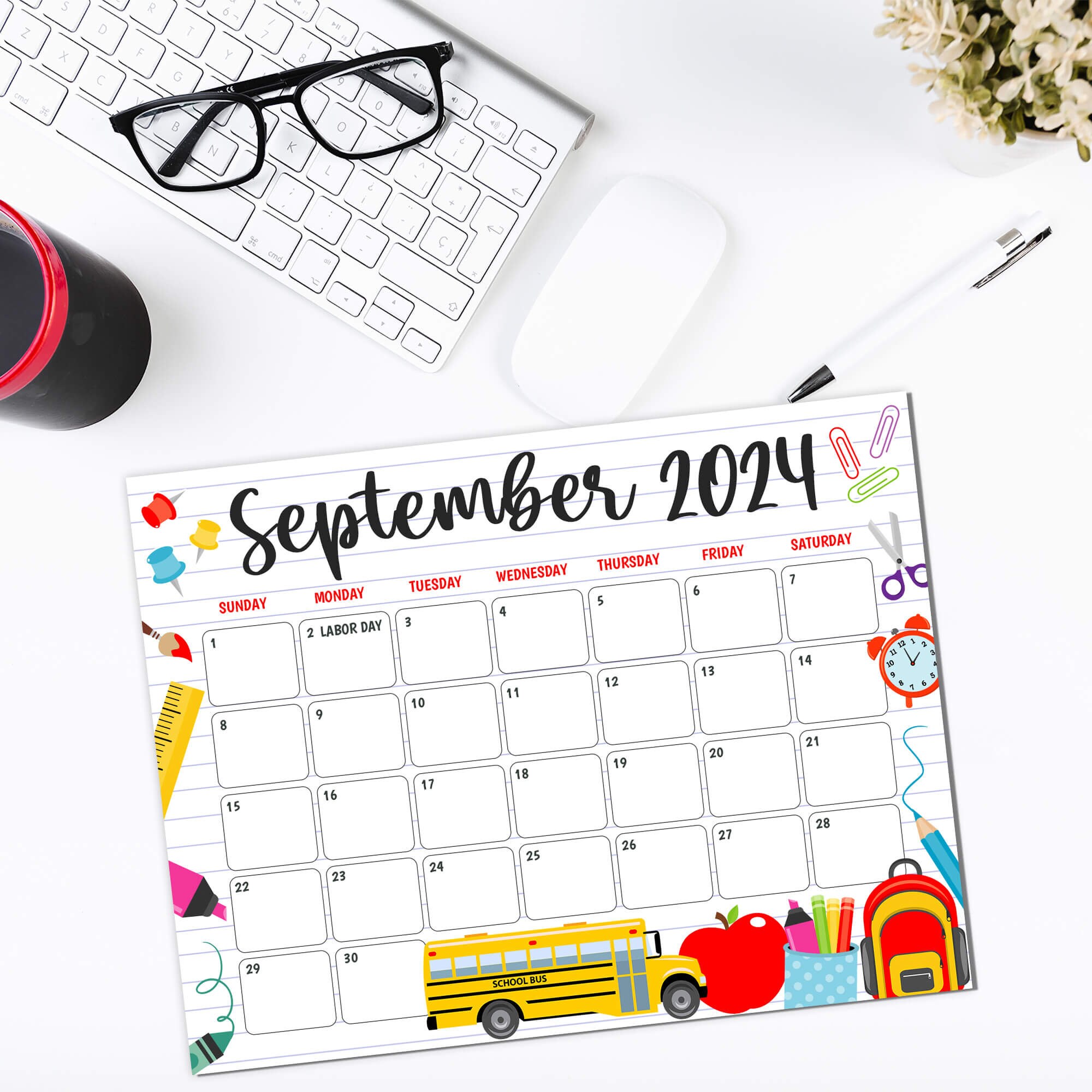 Printable September 2024 Calendar for Back to School - Etsy