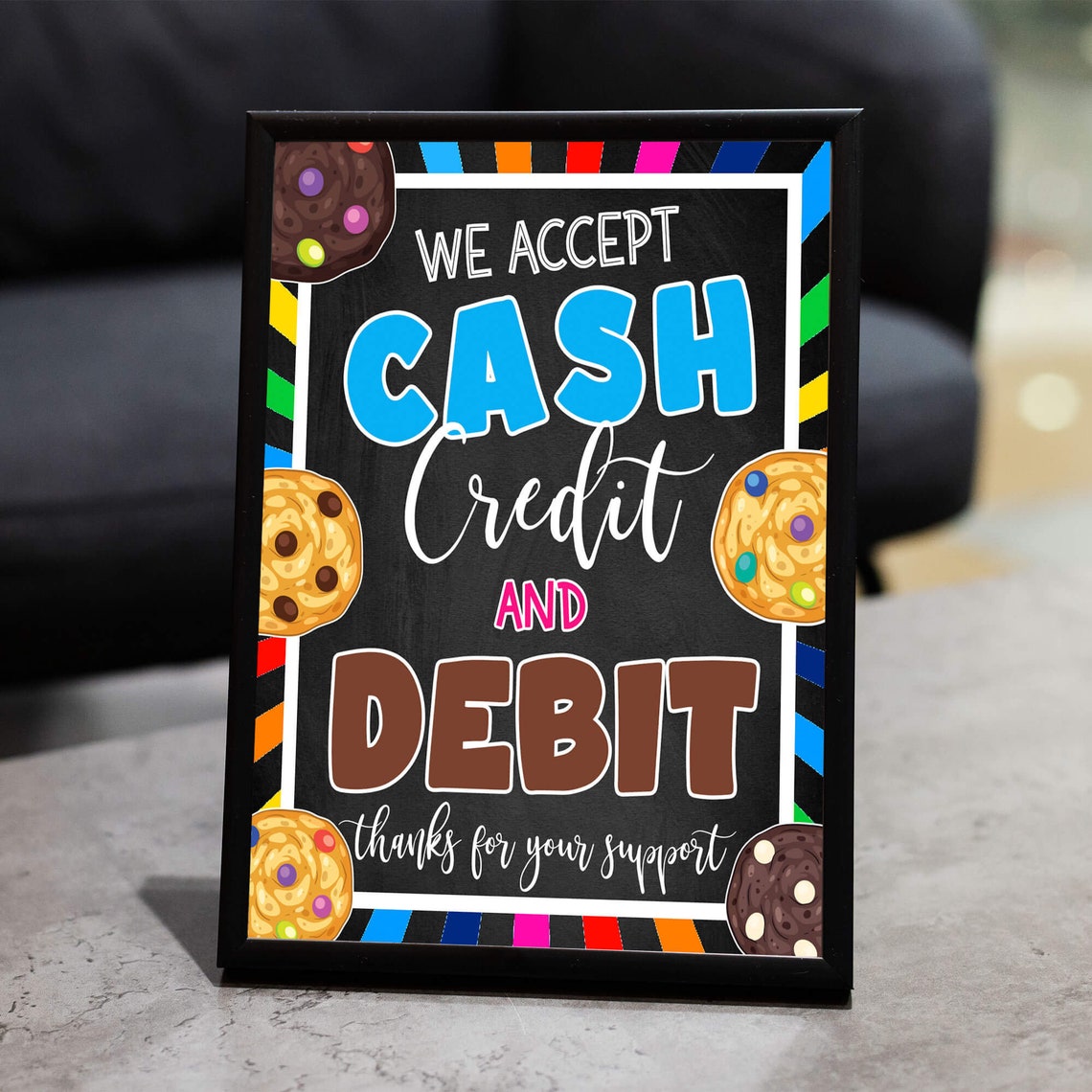 Printable We Accept Cash Credit and Debit Sign Fundraising - Etsy