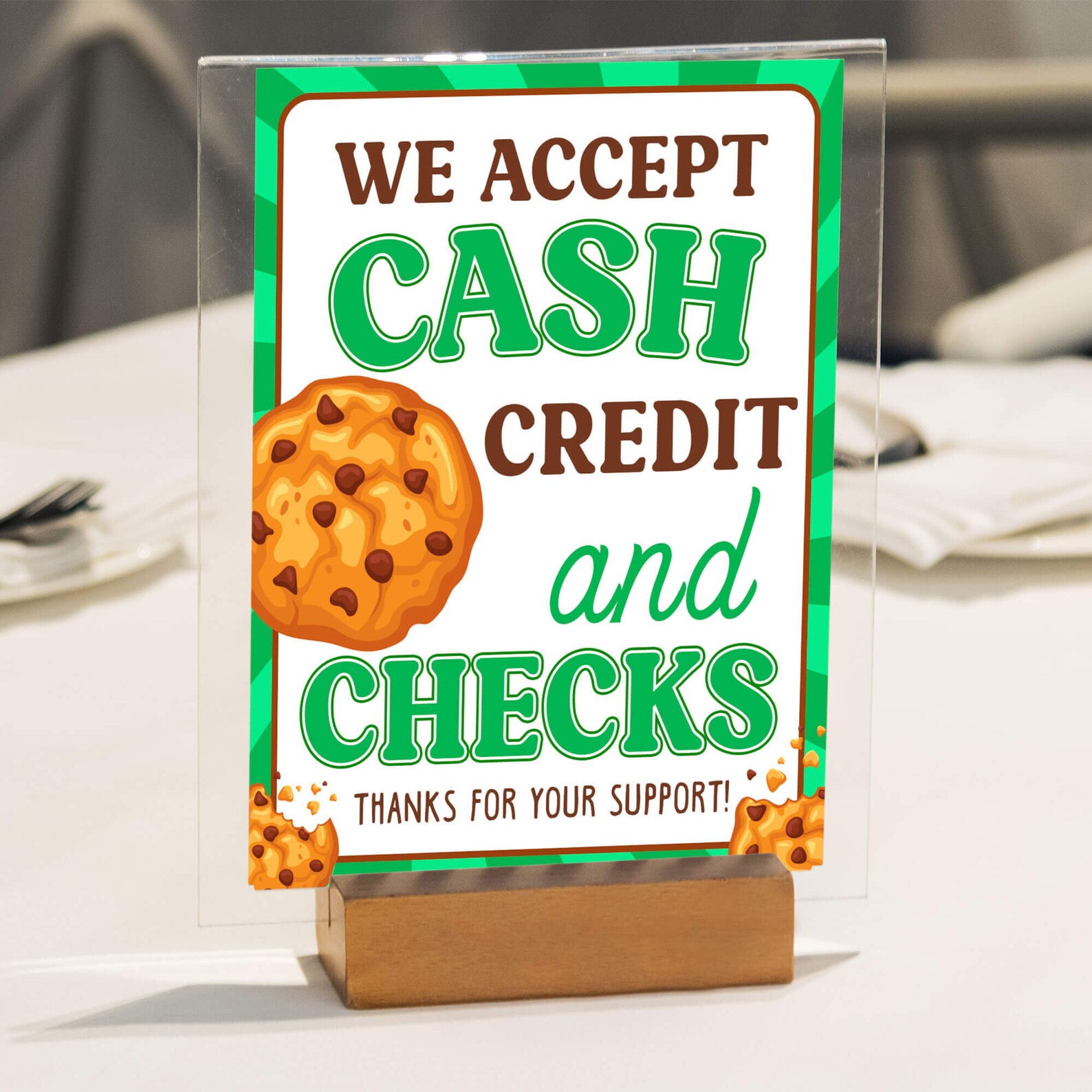 Printable We Accept Payments Sign Cash, Credit Checks, Fundraising ...