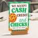 Printable We Accept Payments Sign Cash, Credit Checks, Fundraising ...