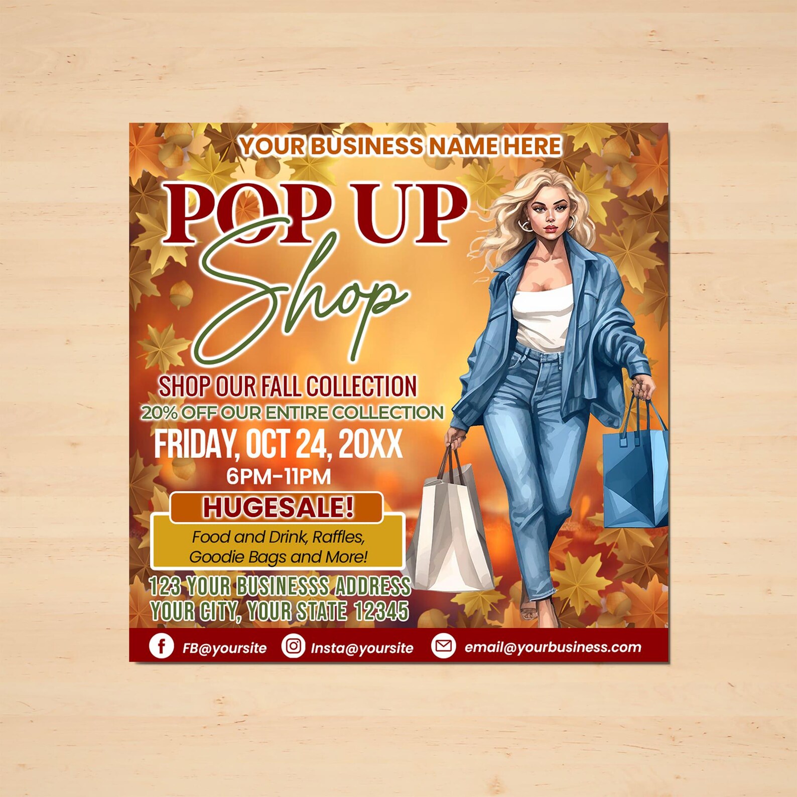 Editable Fall Pop up Shop Flyer - Etsy