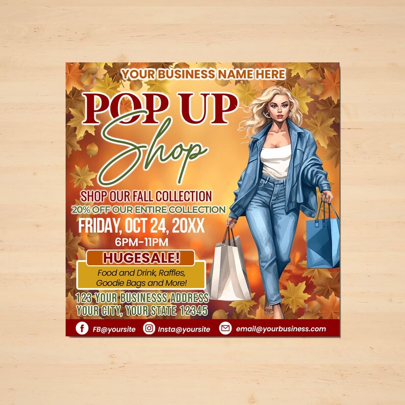 Editable Fall Pop up Shop Flyer - Etsy