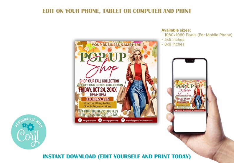 Rustic Fall Pop-up Flyer Editable - Etsy