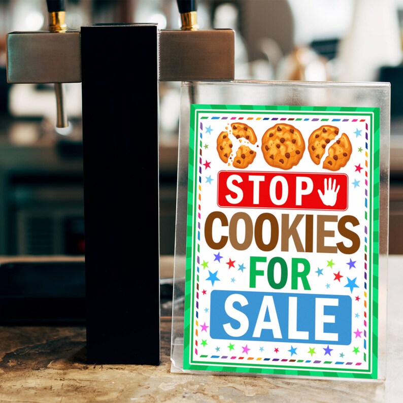 Stop Cookies for Sale, Printable Scout Cookie Booth Sign, PDF Cookie ...