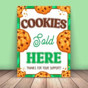 Printable Cookies Sold Here Cookie Booth Sign, Cookie for Sale, Cookie ...