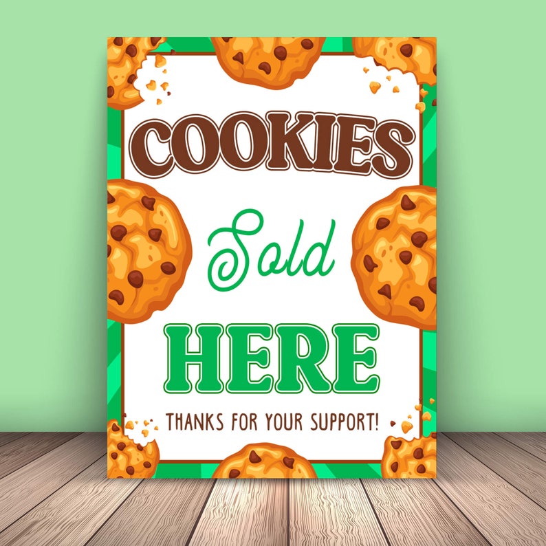 Printable Cookies Sold Here Cookie Booth Sign, Cookie for Sale, Cookie ...