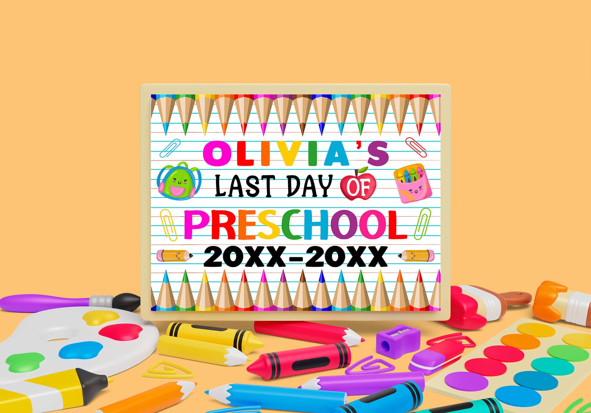 Editable Last Day of Preschool Sign With Name, Printable Sign Template ...