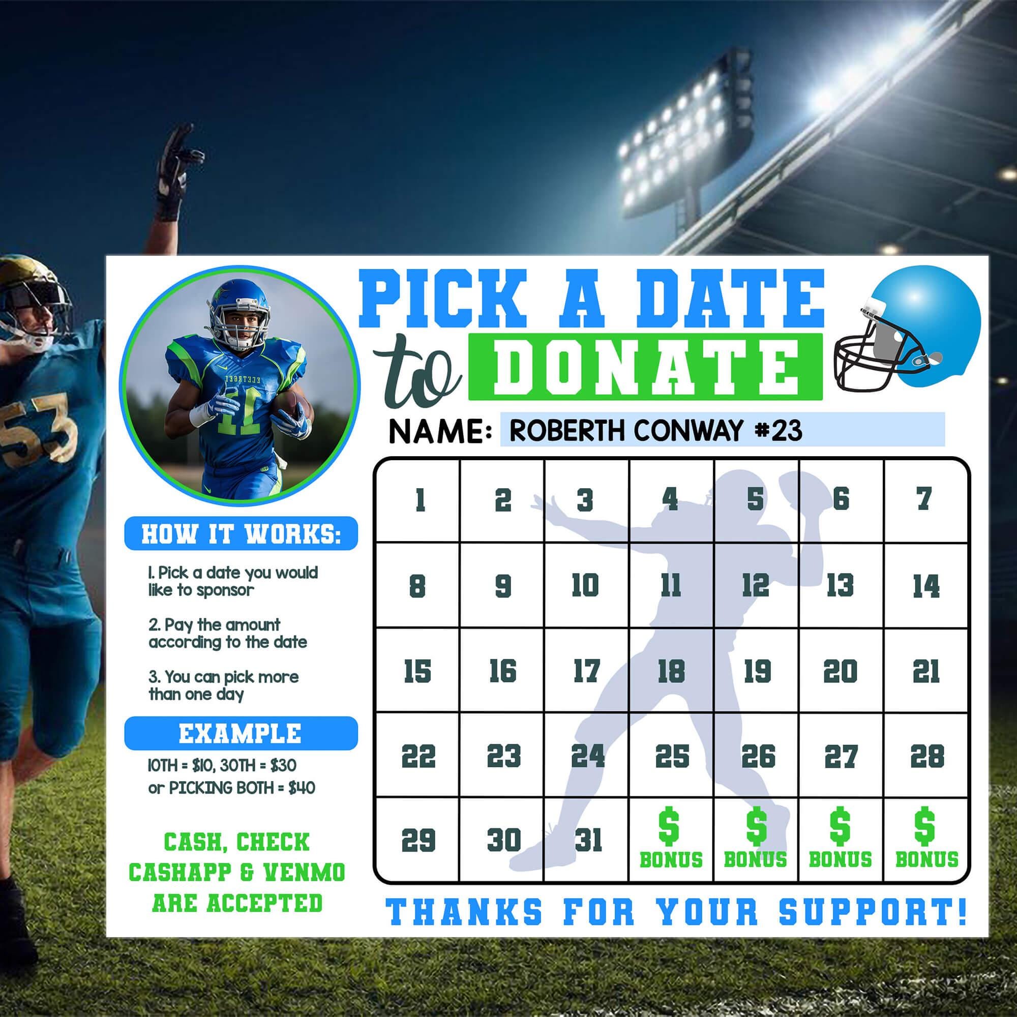Custom Football Fundraising Calendar - Etsy