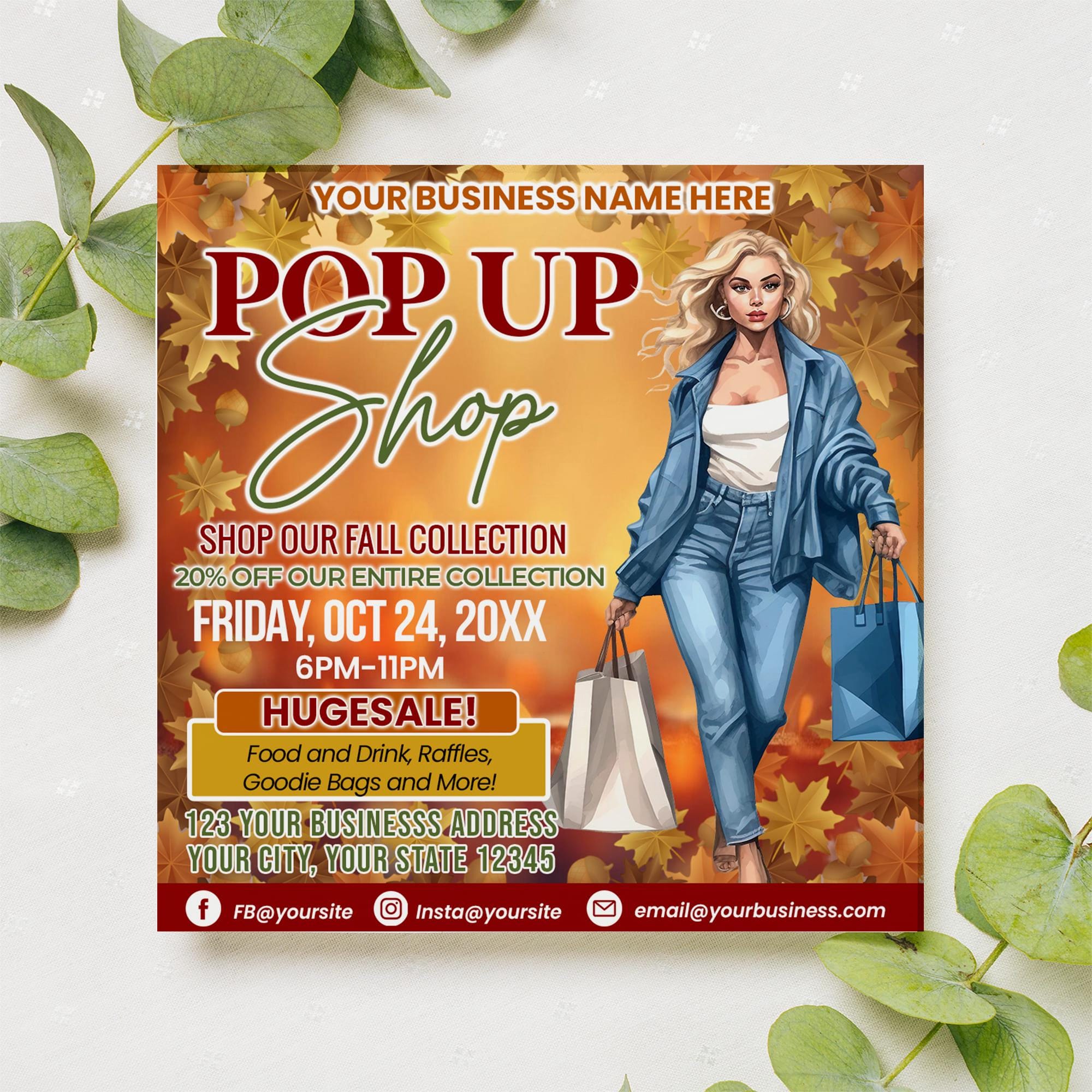 Editable Fall Pop up Shop Flyer - Etsy