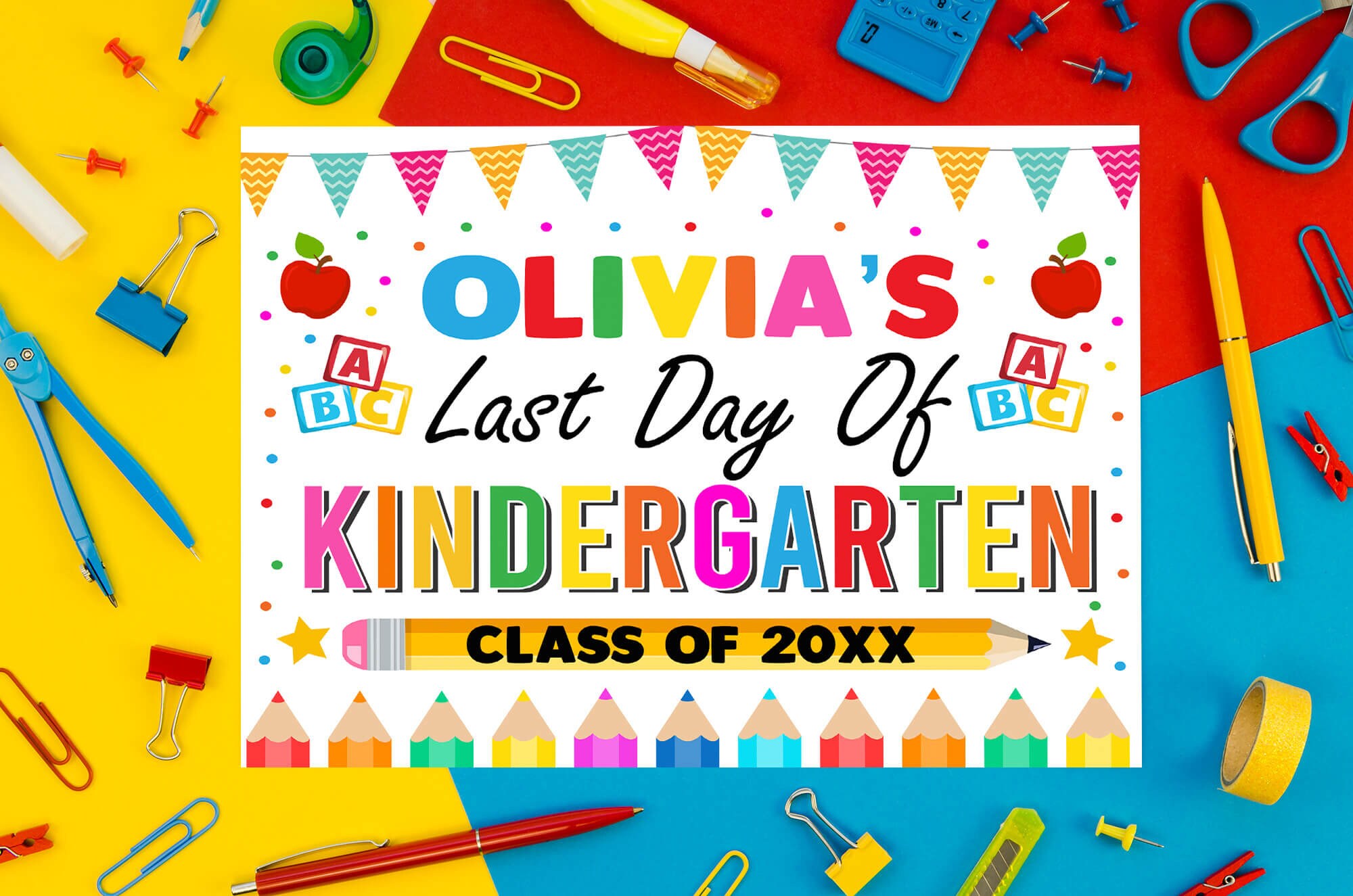Editable Last Day of Kindergarten Sign With Name, Printable Sign ...