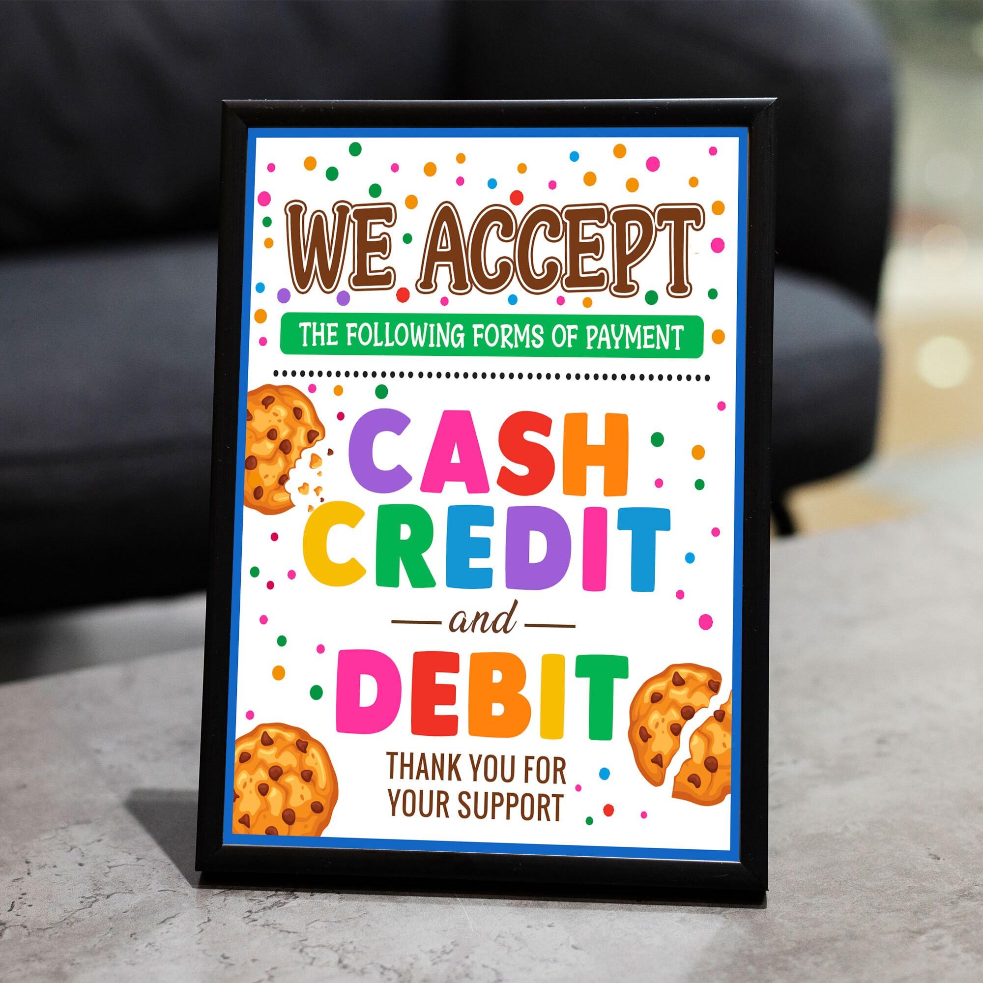 PDF Cookie Booth Sign Poster, We Accept Payments Sign Cash, Credit ...