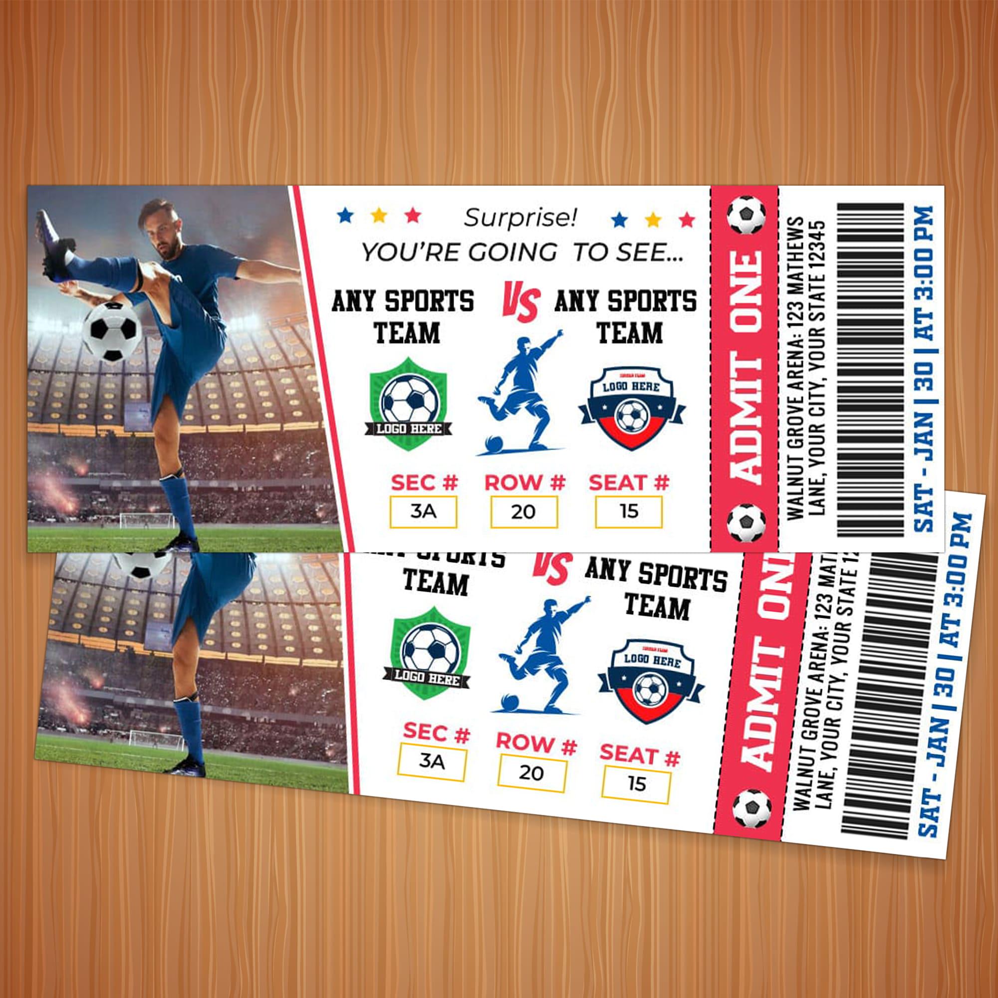 Editable Soccer Game Ticket Template | Printable Sports Game Ticket - Etsy