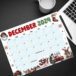 Printable December Calendar With Whimsical Retro Style - Etsy