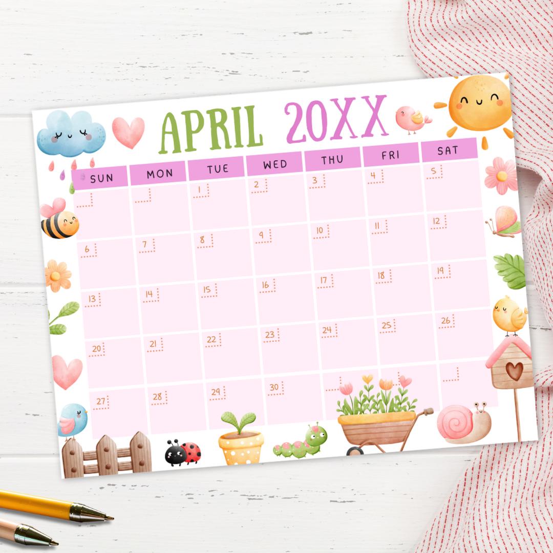 EDITABLE April 2025 Calendar | Cute Monthly Planner, Spring Theme | PDF ...