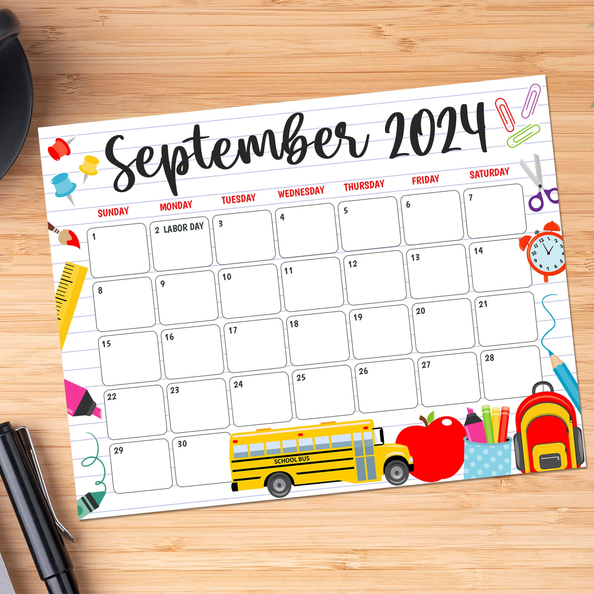 Printable September 2024 Calendar for Back to School - Etsy