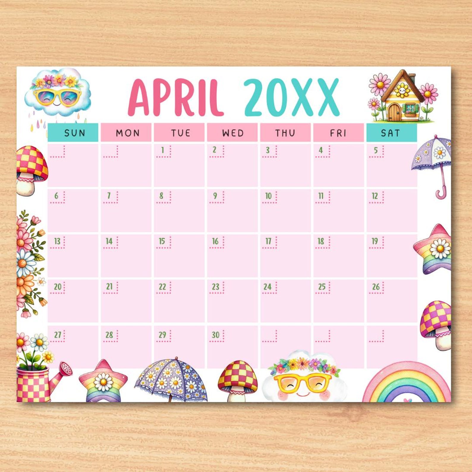 EDITABLE Colorful April Calendar Printable 2025 | April 2025 Spring ...
