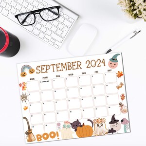 Printable September 2024 Calendar With Halloween Theme - Etsy