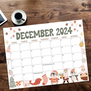 Cute December Calendar Printable With Retro Style - Etsy