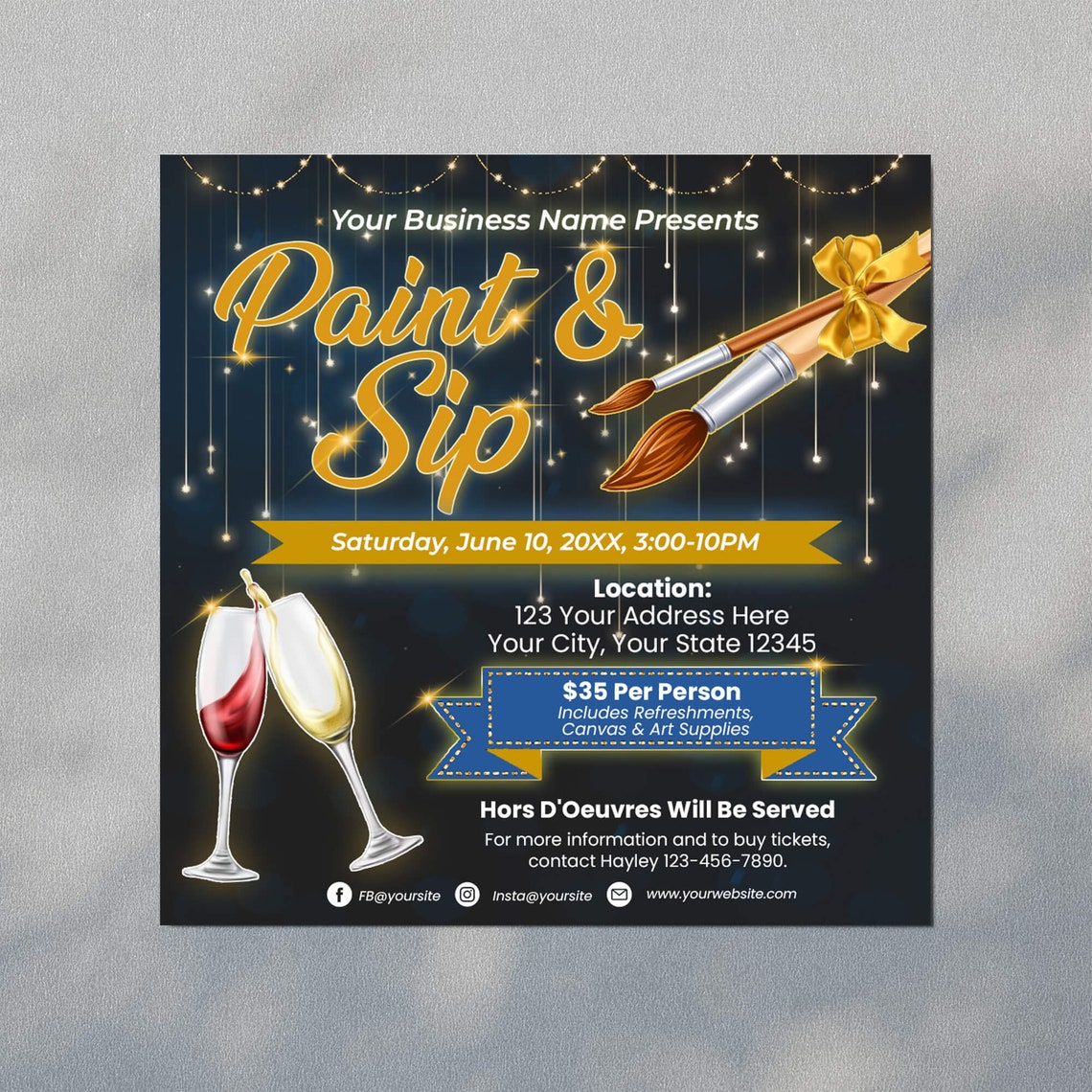 DIY Paint and Sip Flyer, Paint Party Flyer, Editable Sip and Paint Flyer Template, Flyer ...