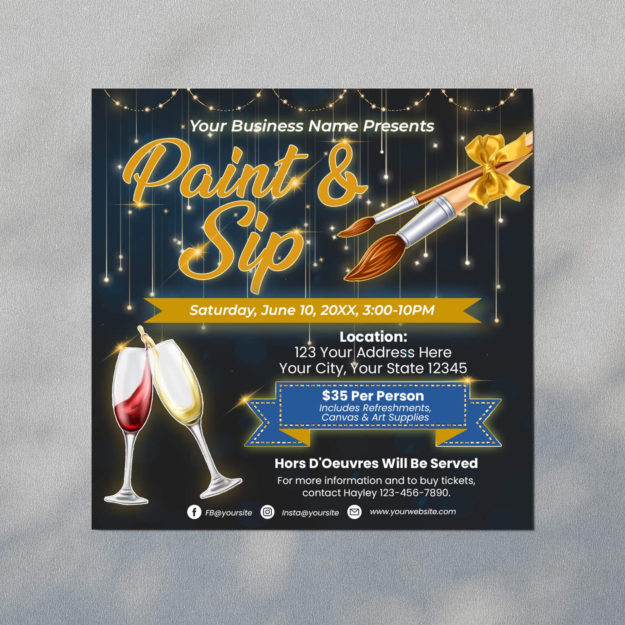 DIY Paint and Sip Flyer, Paint Party Flyer, Editable Sip and Paint ...