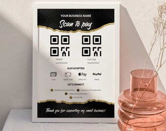 Scan to Pay Sign Template, Printable Scan to Pay Template, Editable ...
