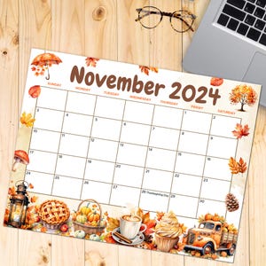 Whimsical November Calendar Printable - Etsy
