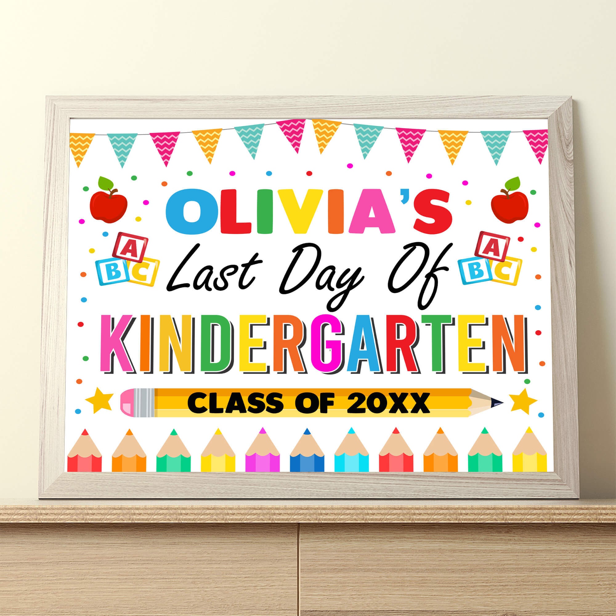Editable Last Day of Kindergarten Sign With Name, Printable Sign ...