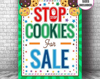 Cookie Booth Sign, Cookies Sold Here, Printable Cookie Drop Banner ...