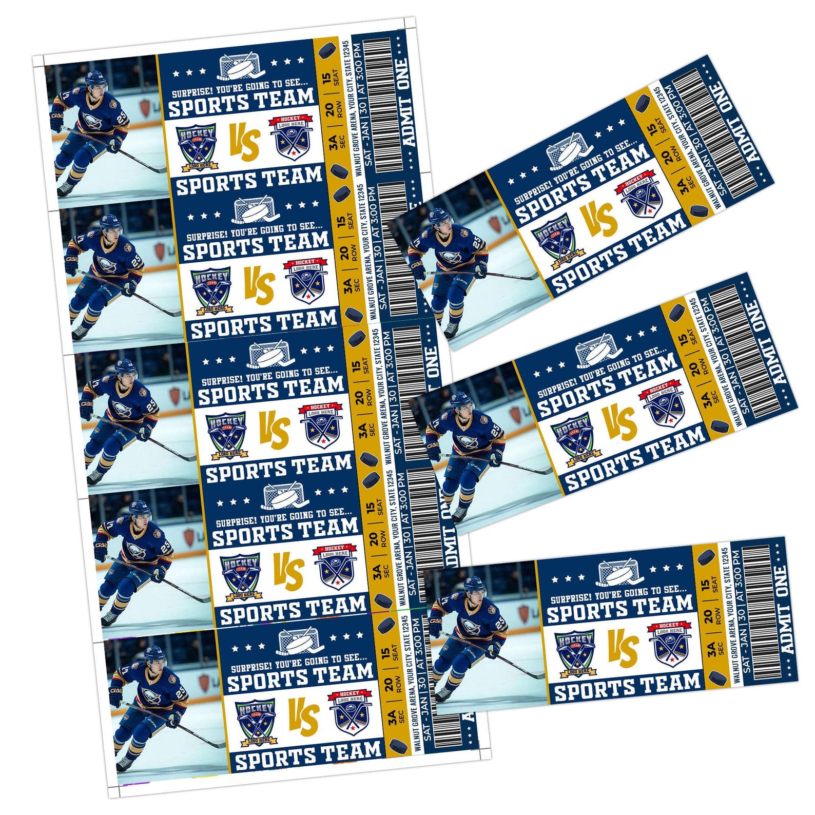 Editable Hockey Ticket Template | Sports Game Ticket | Surprise Gift ...