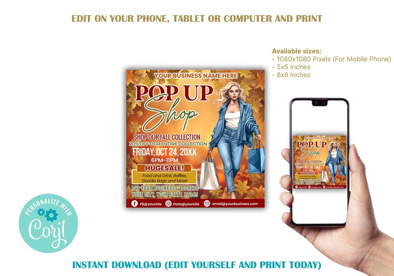 Editable Fall Pop up Shop Flyer - Etsy