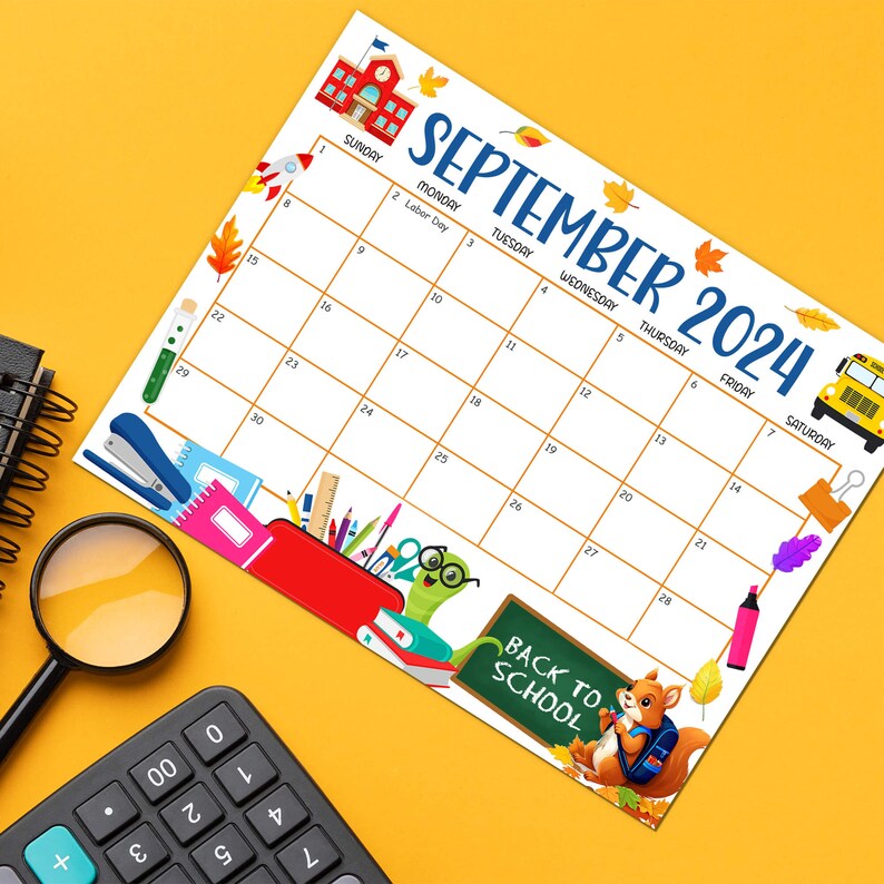 Printable Back to School September 2024 Calendar - Etsy