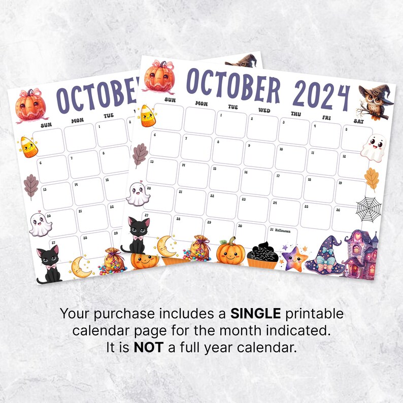 Whimsical October 2024 Halloween Calendar PDF - Etsy