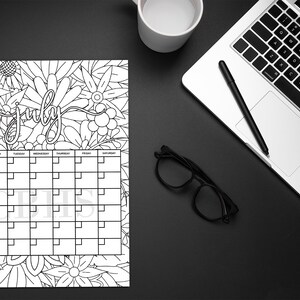 2023 Calendar PDF, Floral Calendar 12 Month Coloring Pages, Printable ...