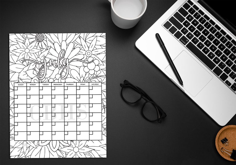2023 Calendar PDF, Floral Calendar 12 Month Coloring Pages, Printable ...