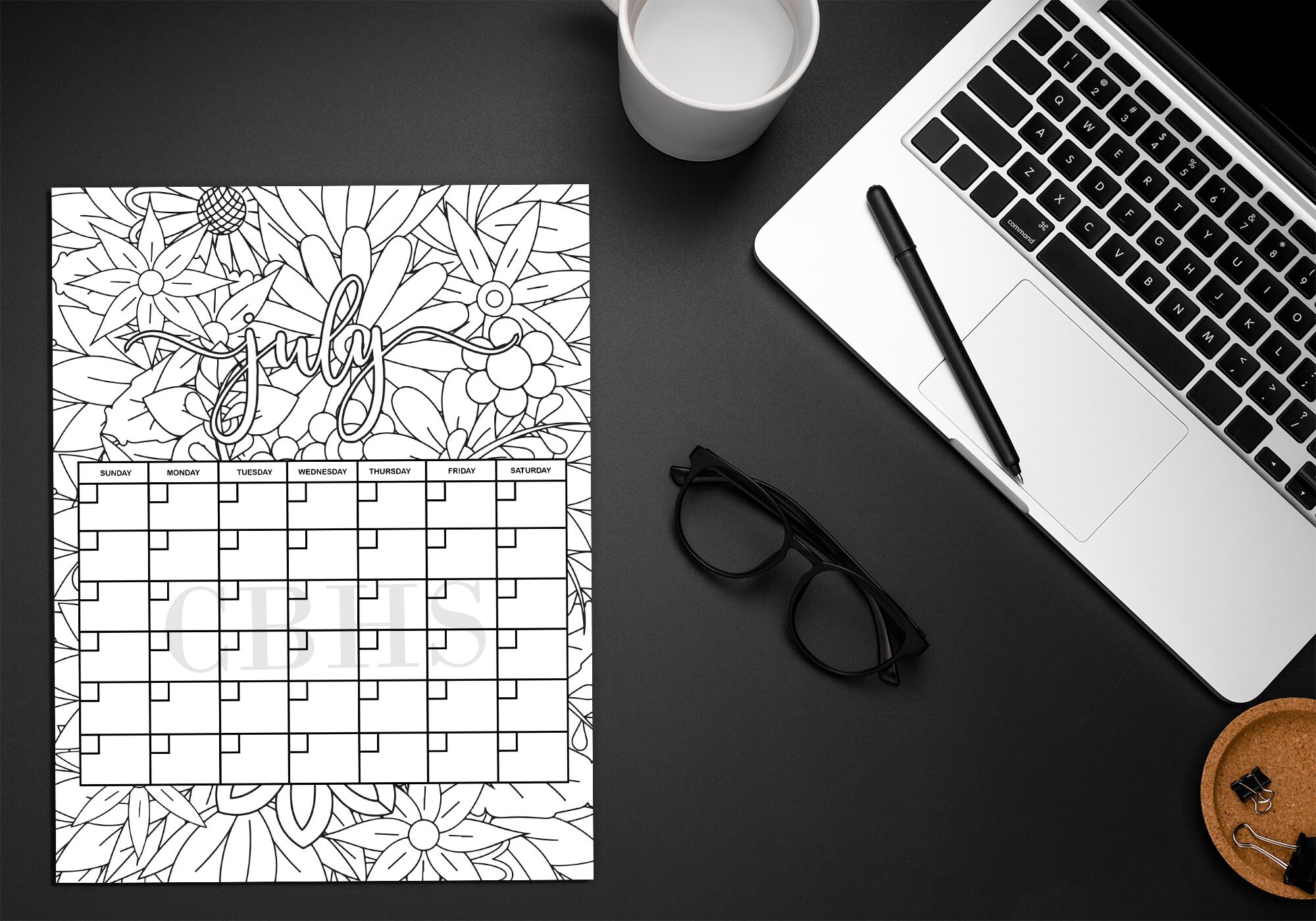 2023 Calendar PDF, Floral Calendar 12 Month Coloring Pages, Printable ...