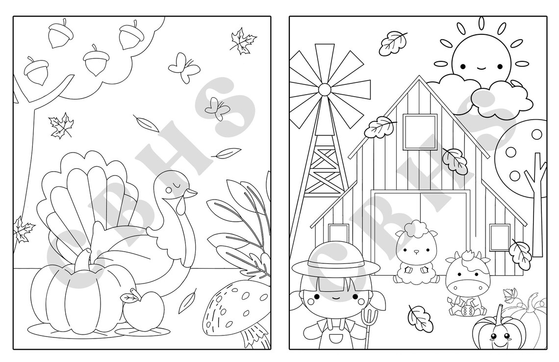 Autumn Coloring Book Bundle, Autumn Coloring Page for Kid, PDF Autumn ...
