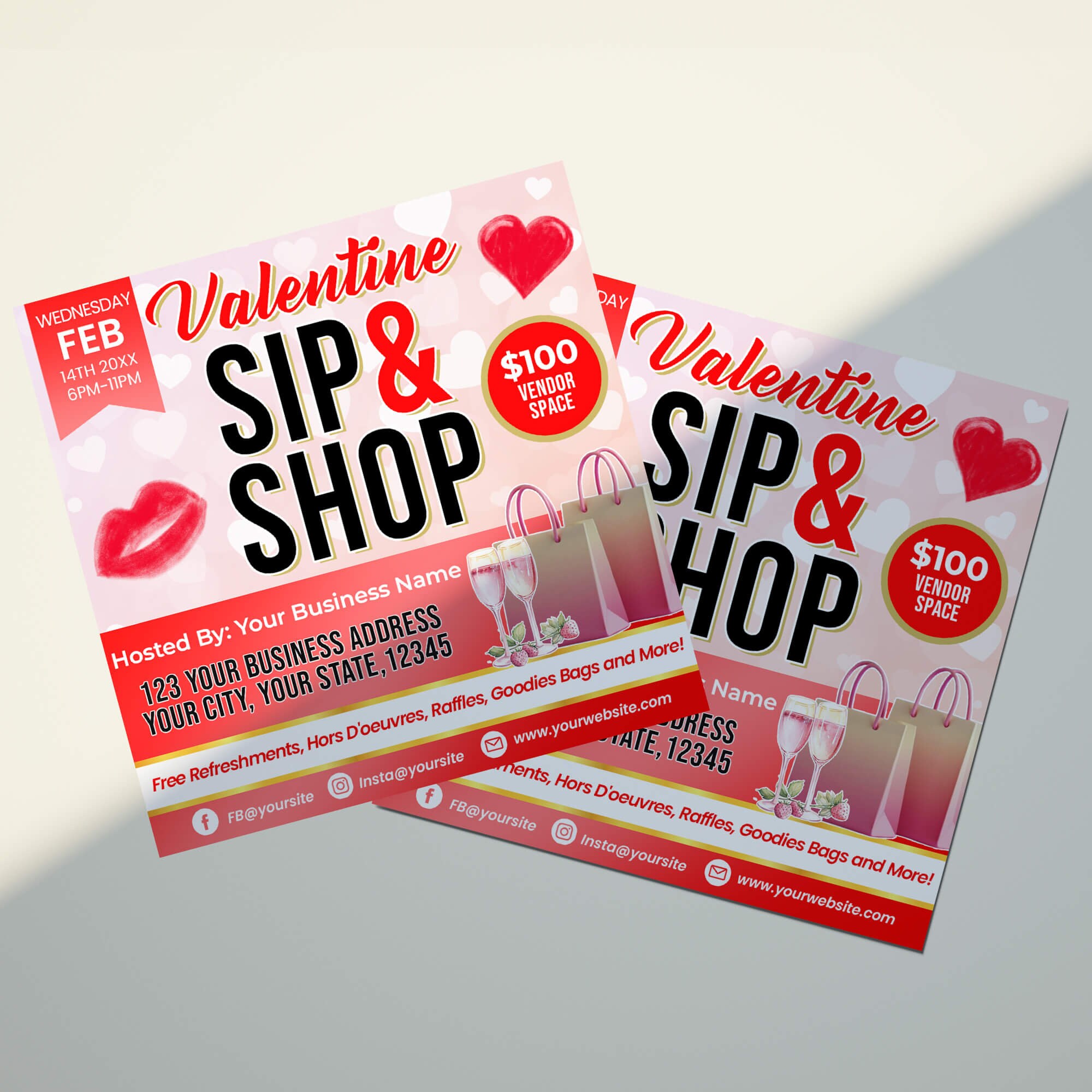 Sip and Shop Flyer, Valentines Day Pop up Shop Flyer, Valentine's Day ...