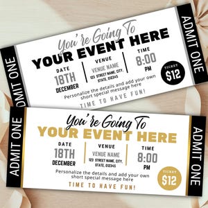 DIY Event Ticket Printable Template | Editable Event Ticket | Surprise ...