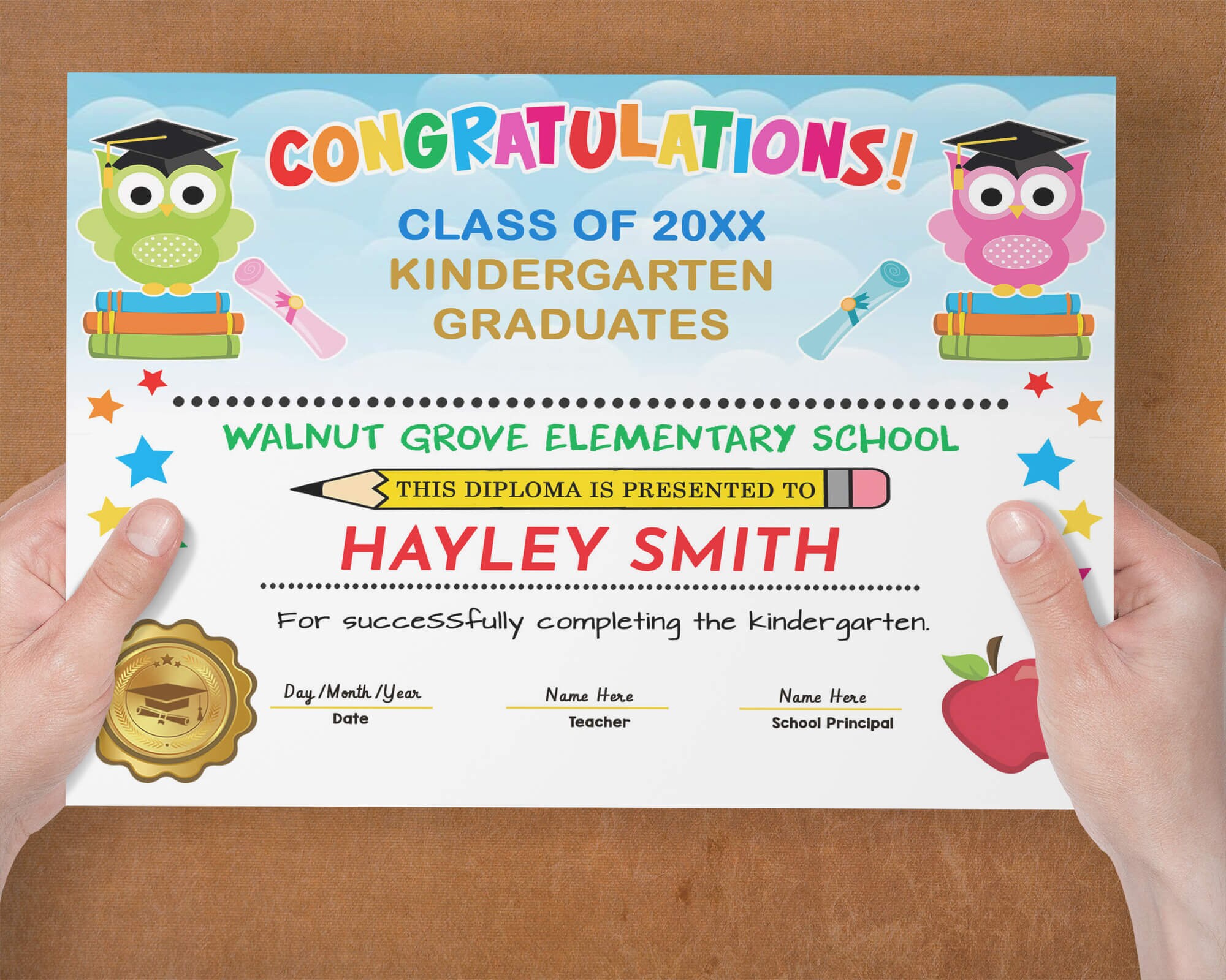 Kindergarten Graduation Diploma, Editable Preschool, Daycare, Prek, Any ...