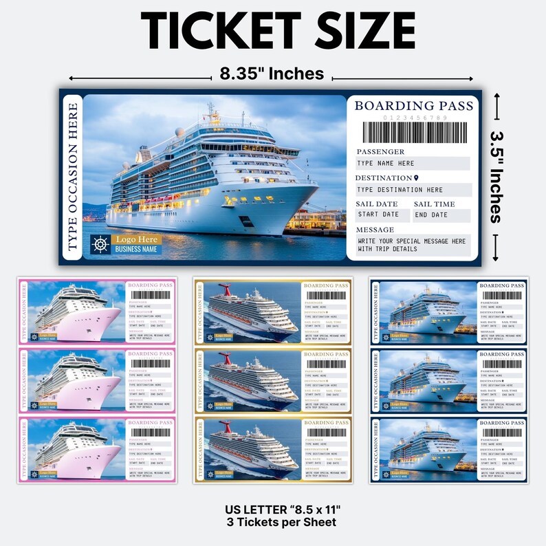 Editable Cruise Ticket Template | Printable Cruise Trip Ticket | Cruise ...