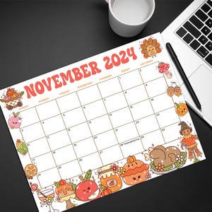 Cute November Calendar With Retro Style - Etsy
