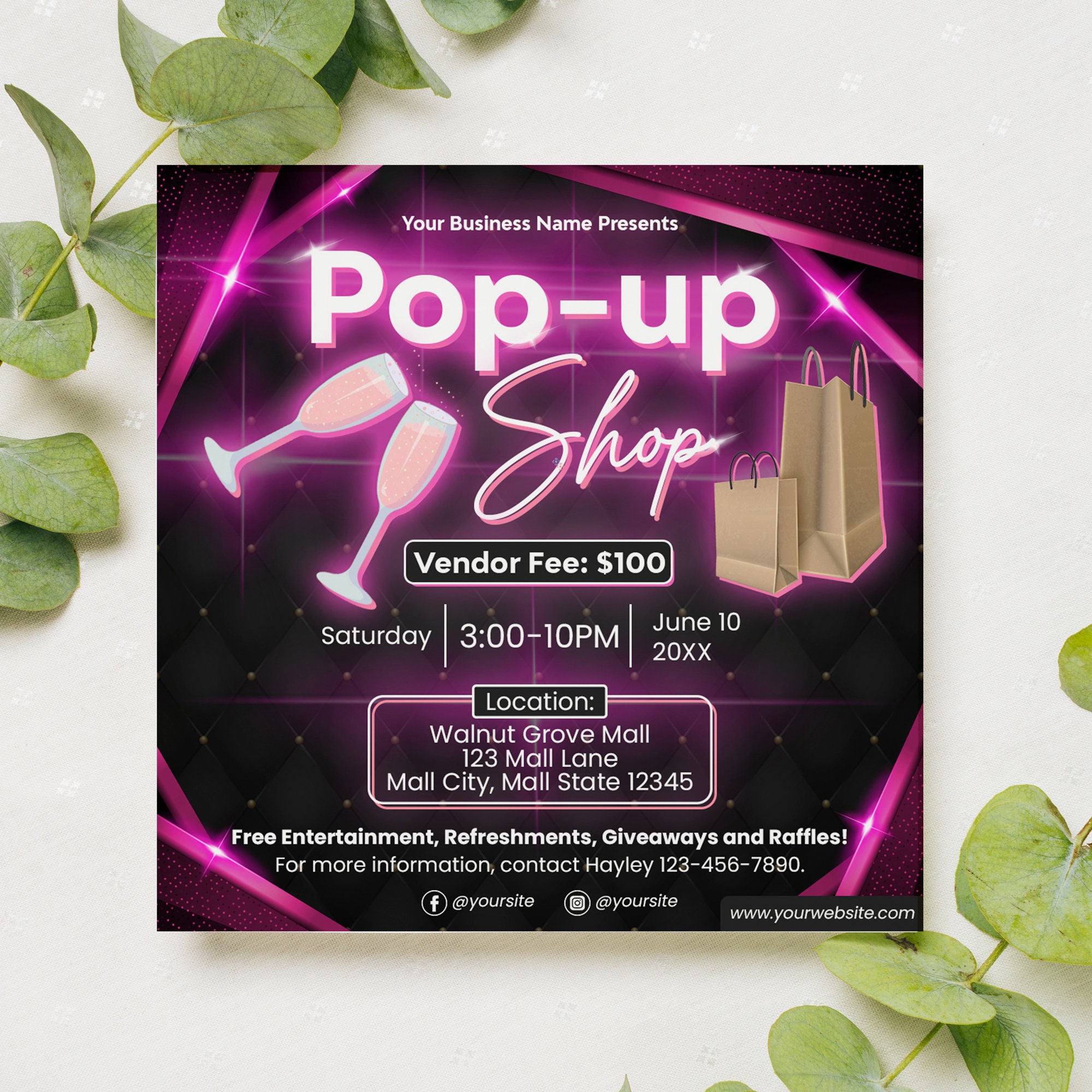 Pop up Shop Flyer Template, Shop Now Flyer, Sip and Shop Flyer, Grand ...